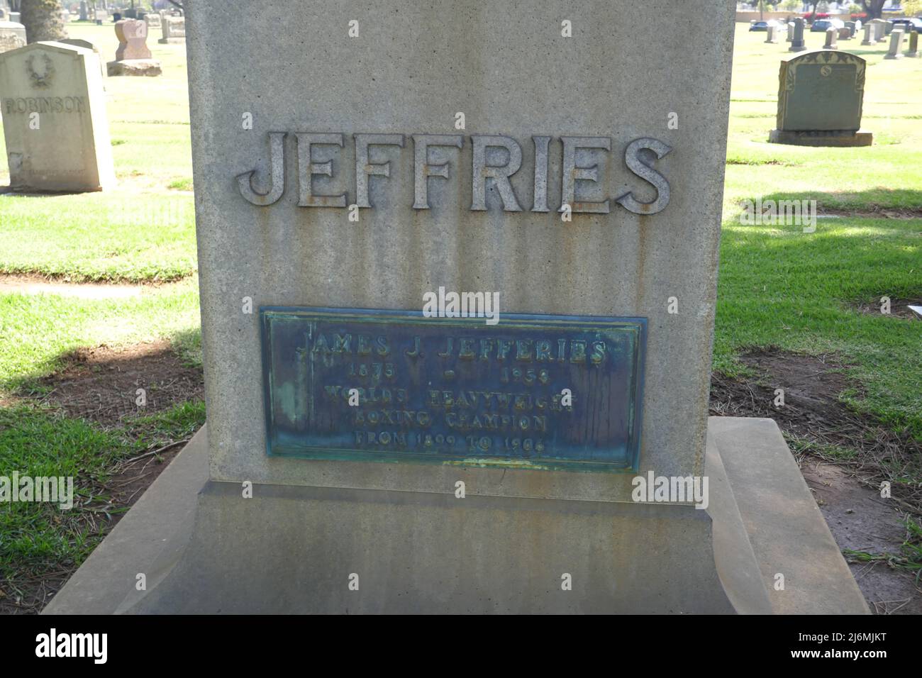 Inglewood, California, USA 29th April 2022 Boxer Jim Jeffries Grave at ...