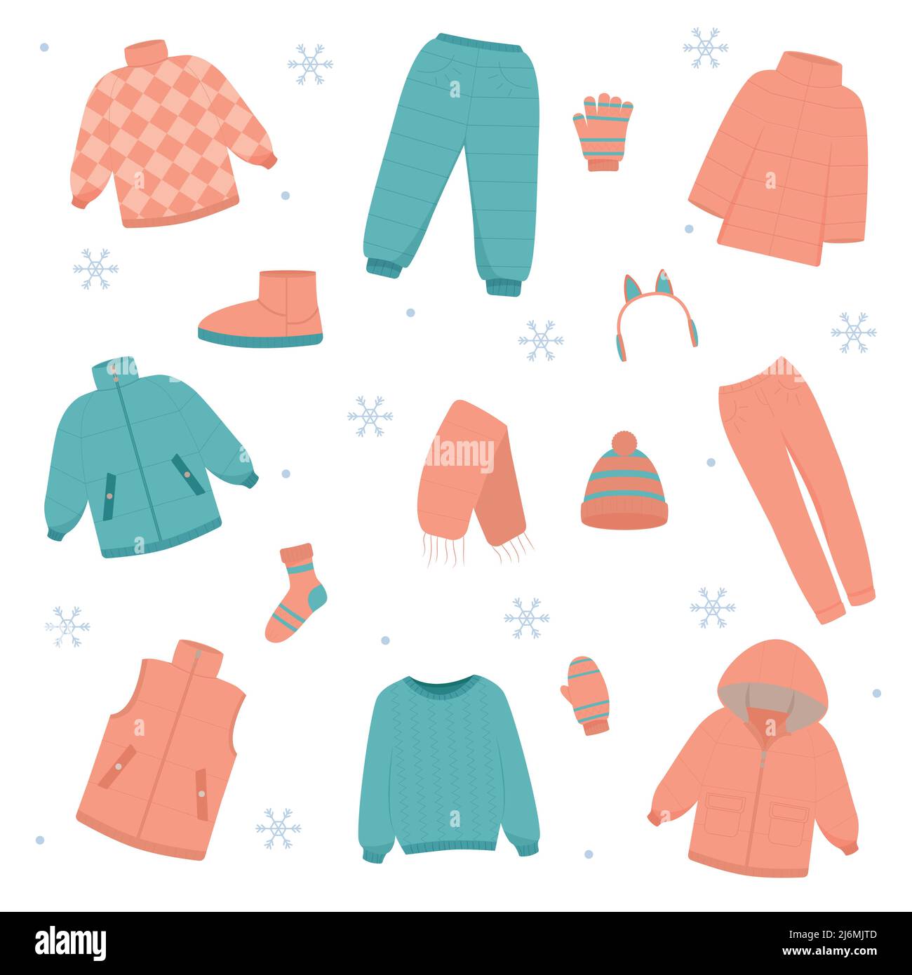 Beautiful winter clothing set, great design for any purposes. Flat ...