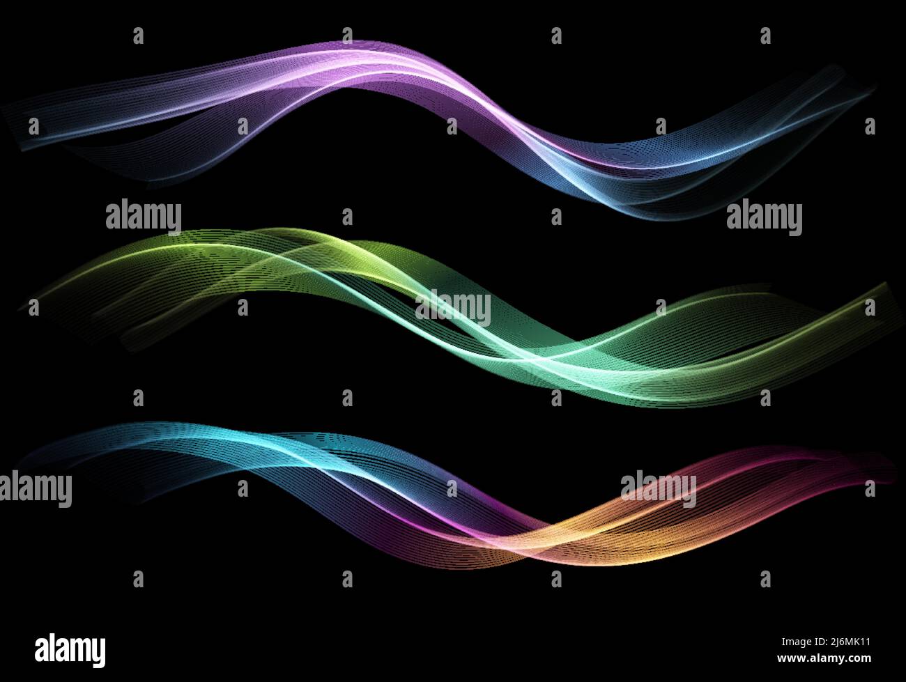 Abstract Gold Waves. Shiny moving lines design element on dark ...
