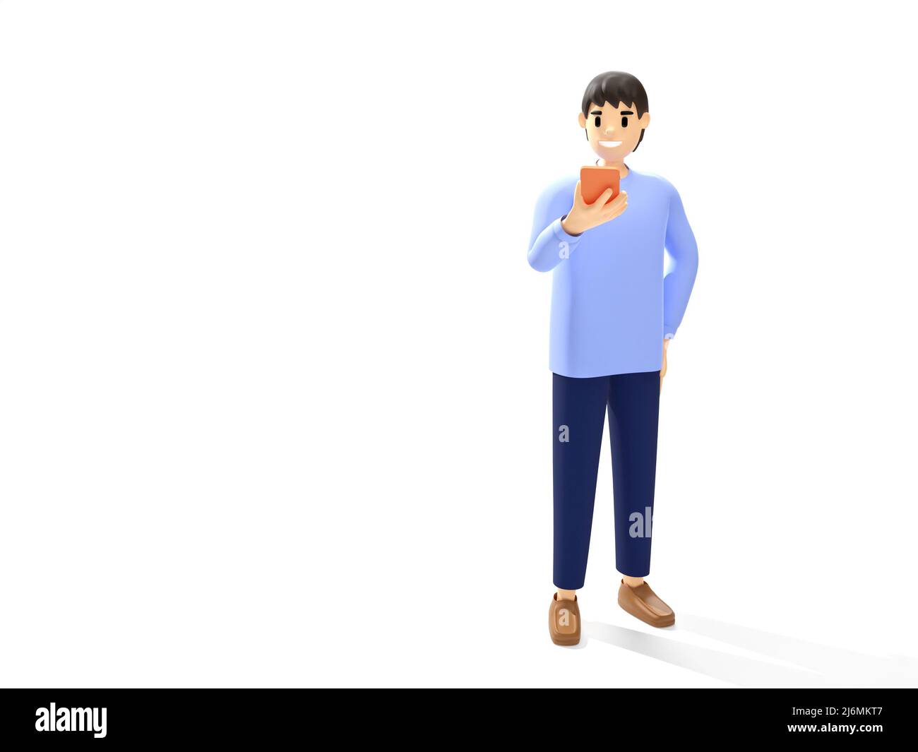 3D man use a smartphone on white background, 3D rendering Stock Photo ...