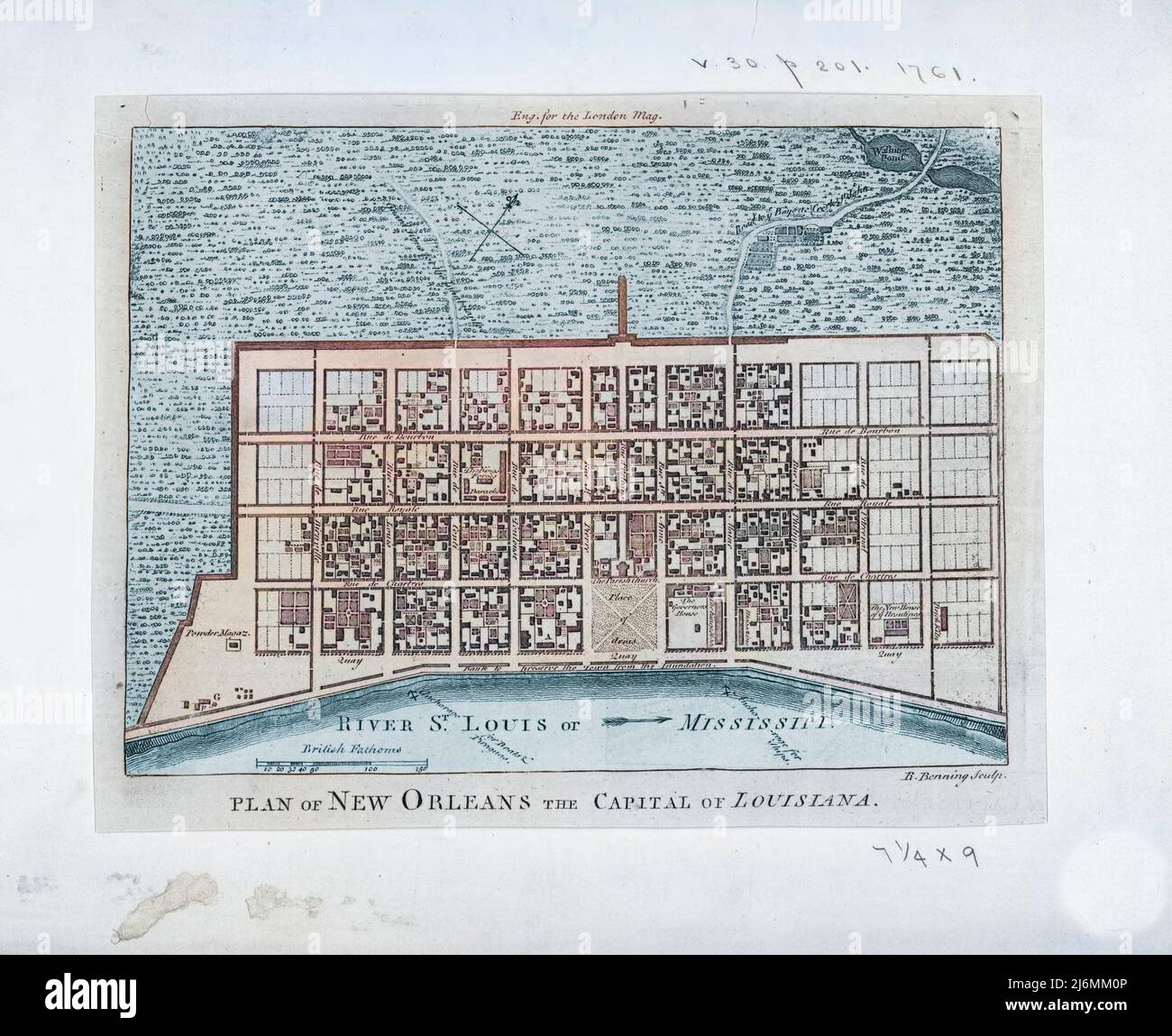 Plan of New Orleans the capital of Louisiana. Oriented with north to ...