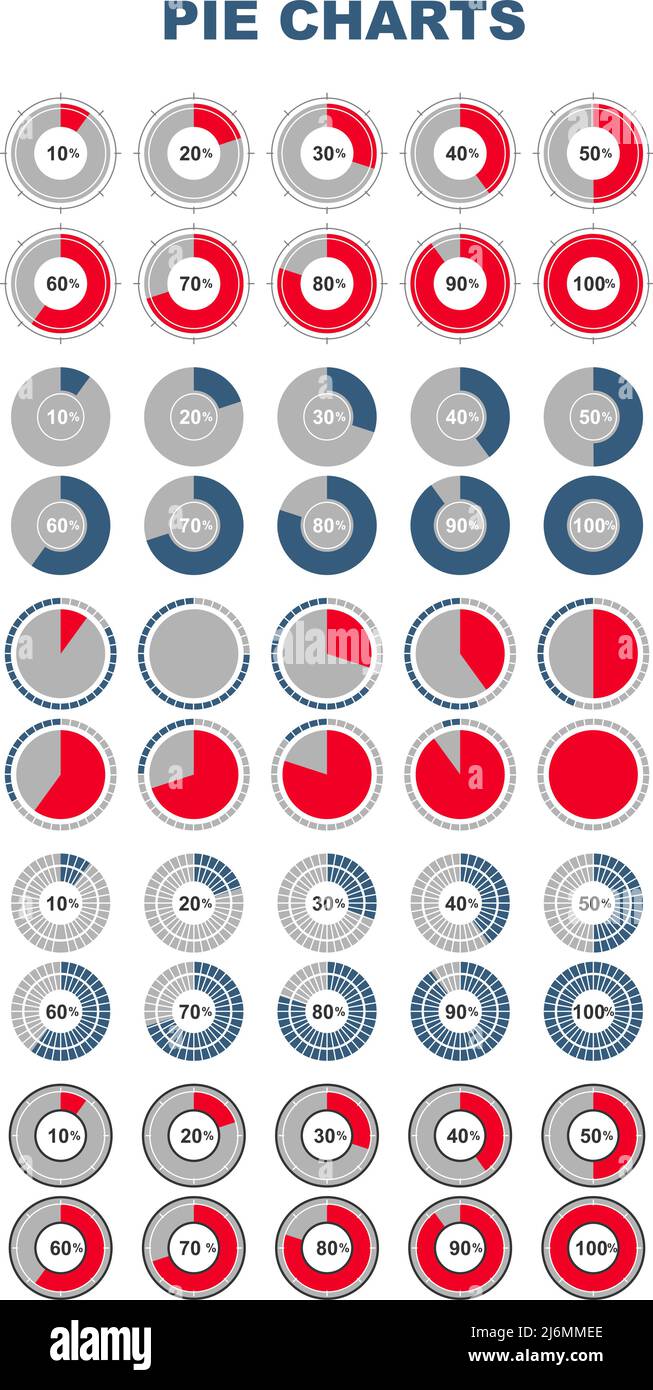 Different types of pie chart. Vector illustration of business ...