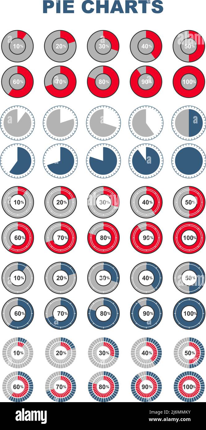 Different types of pie chart. Vector illustration of business ...