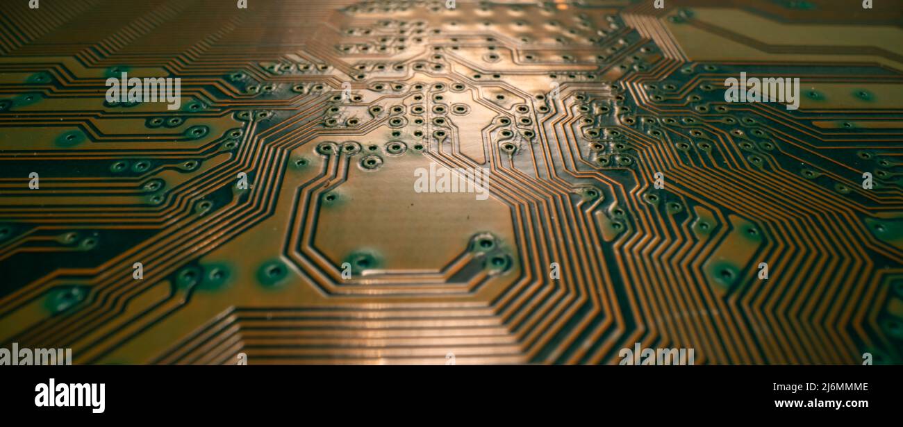 Semiconductors chip. Technology background. High tech electronic circuit board background. Close ...