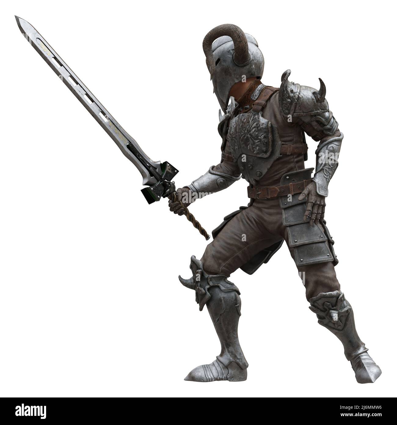 3D illustration medieval knight in armor isolated white background ...