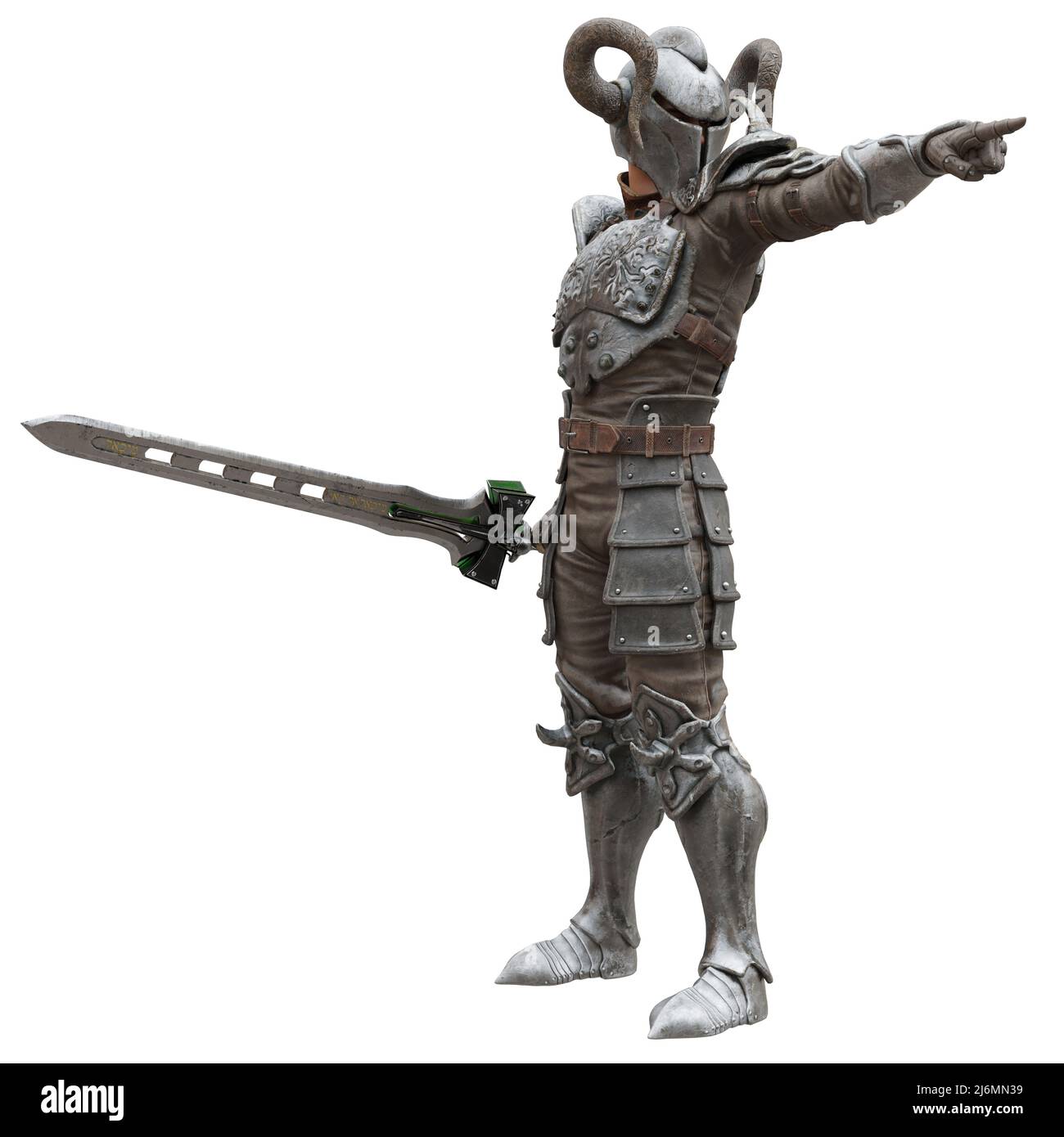 3D illustration medieval knight in armor isolated white background ...