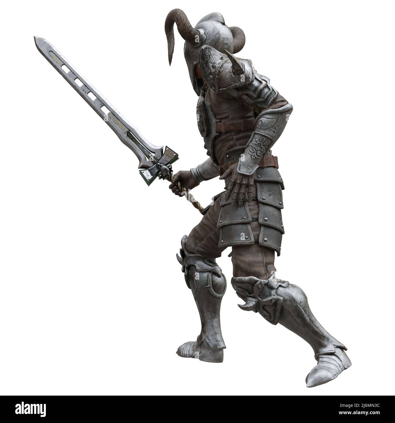 3D illustration medieval knight in armor isolated white background ...