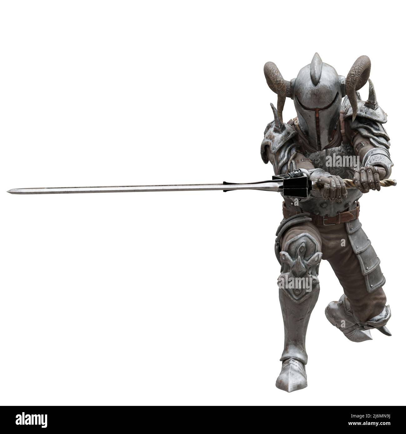 3D illustration medieval knight in armor isolated white background ...