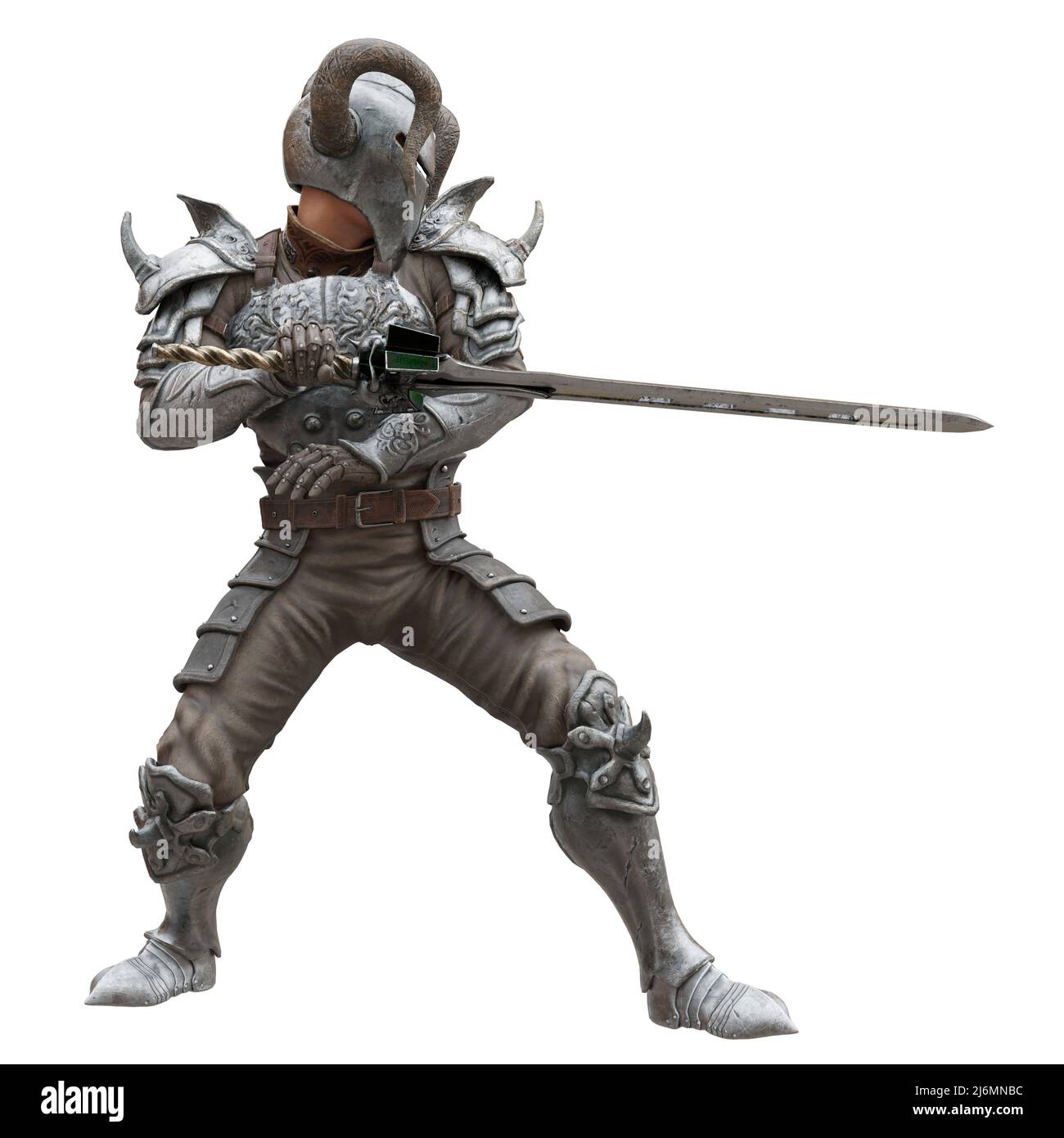 3D illustration medieval knight in armor isolated white background ...