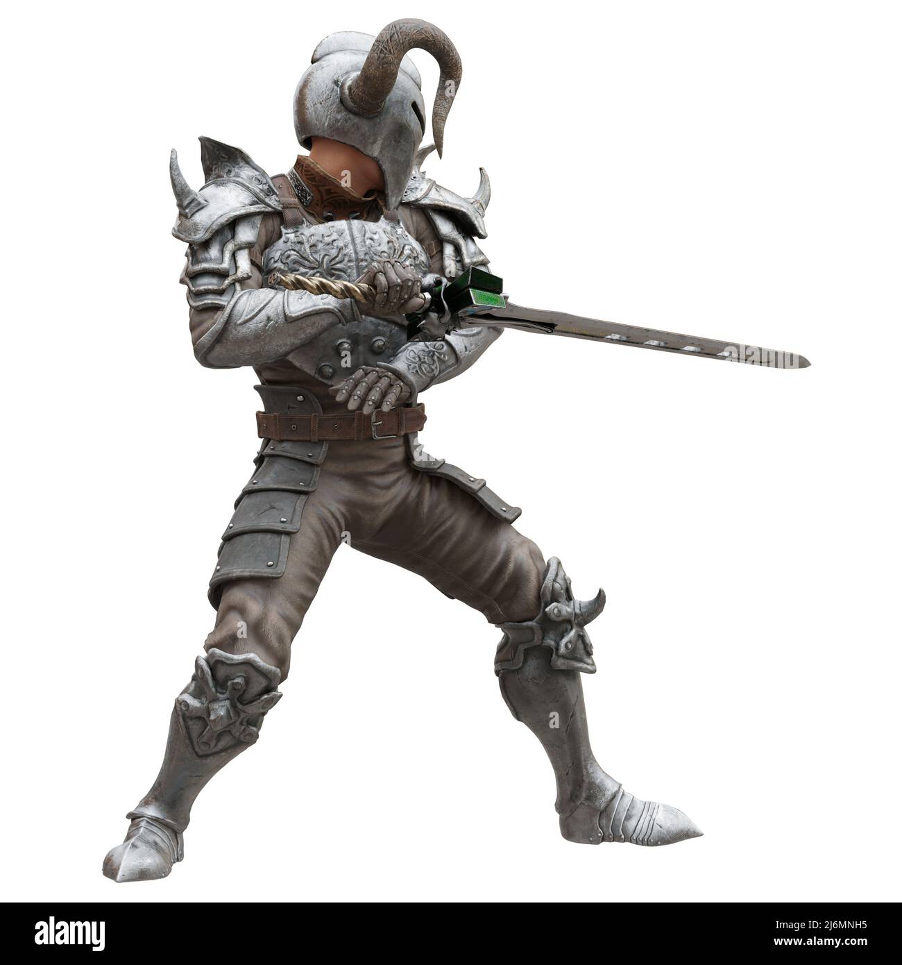 3D illustration medieval knight in armor isolated white background ...