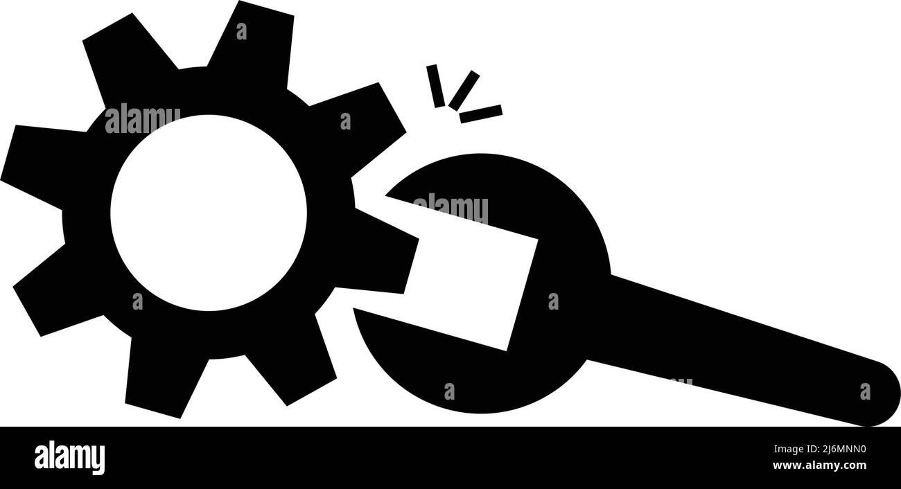 An icon of a wrench turning a gear. Customization icon. Editable vector ...