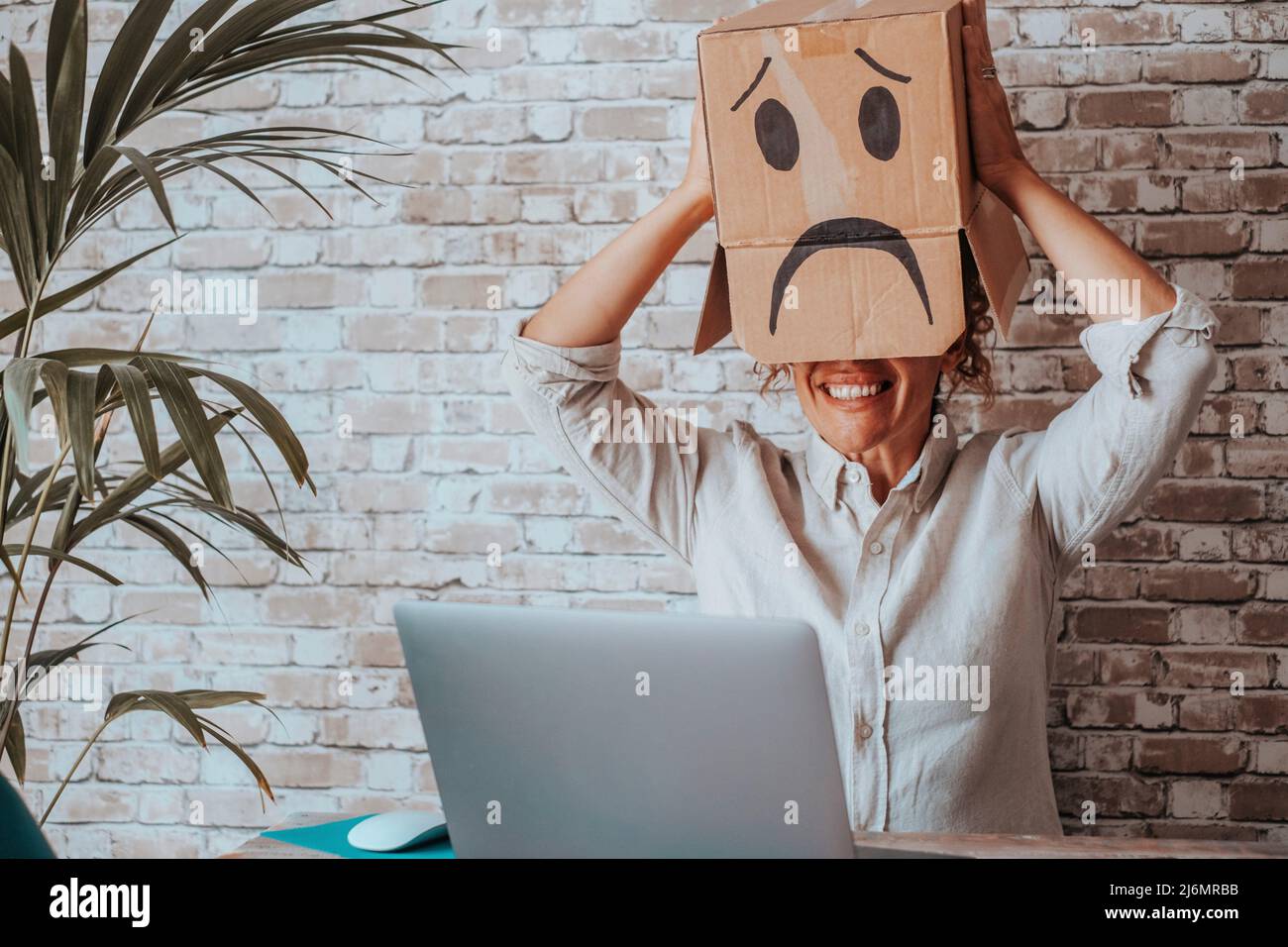 Female office carton sad hi-res stock photography and images - Alamy