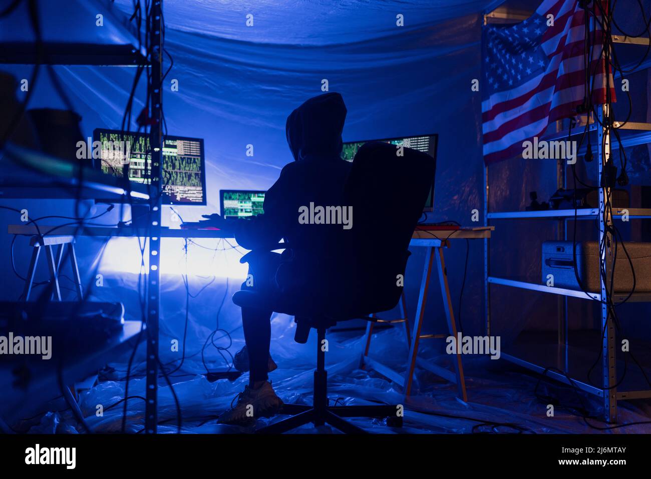 Man night computer rear view hi-res stock photography and images - Alamy
