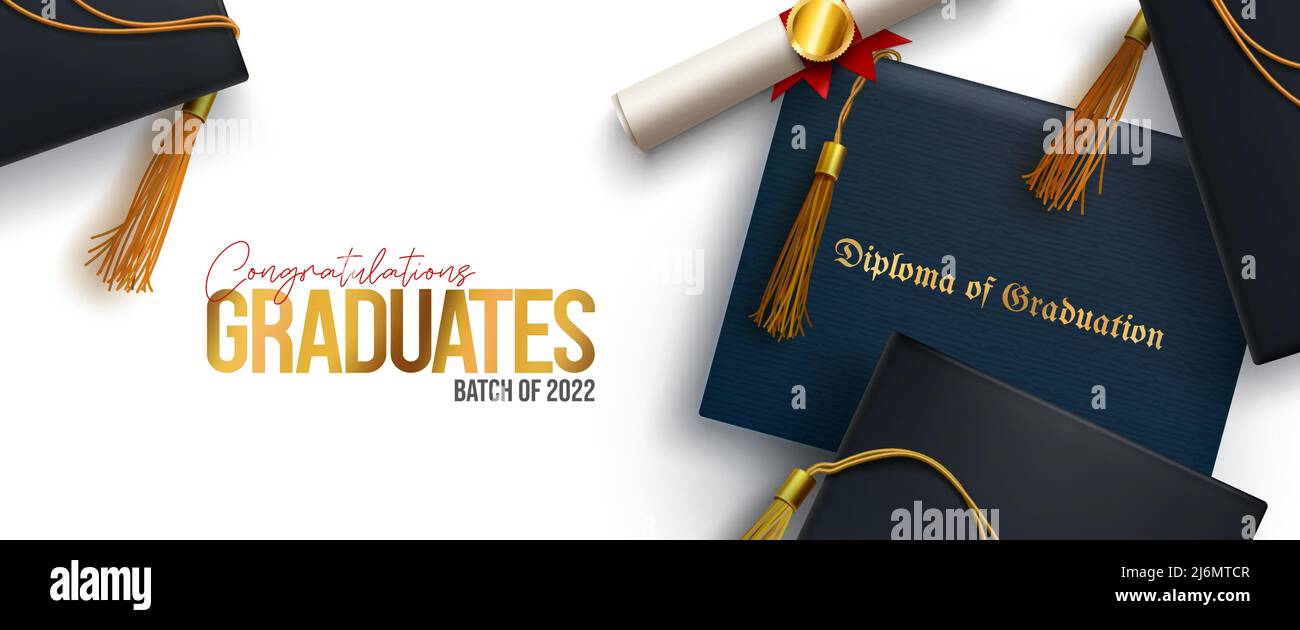 Graduation greeting vector background design. Congratulations graduates ...