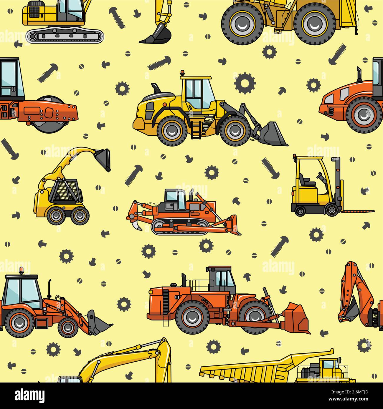 Detailed seamless background with heavy equipment and machinery Stock ...