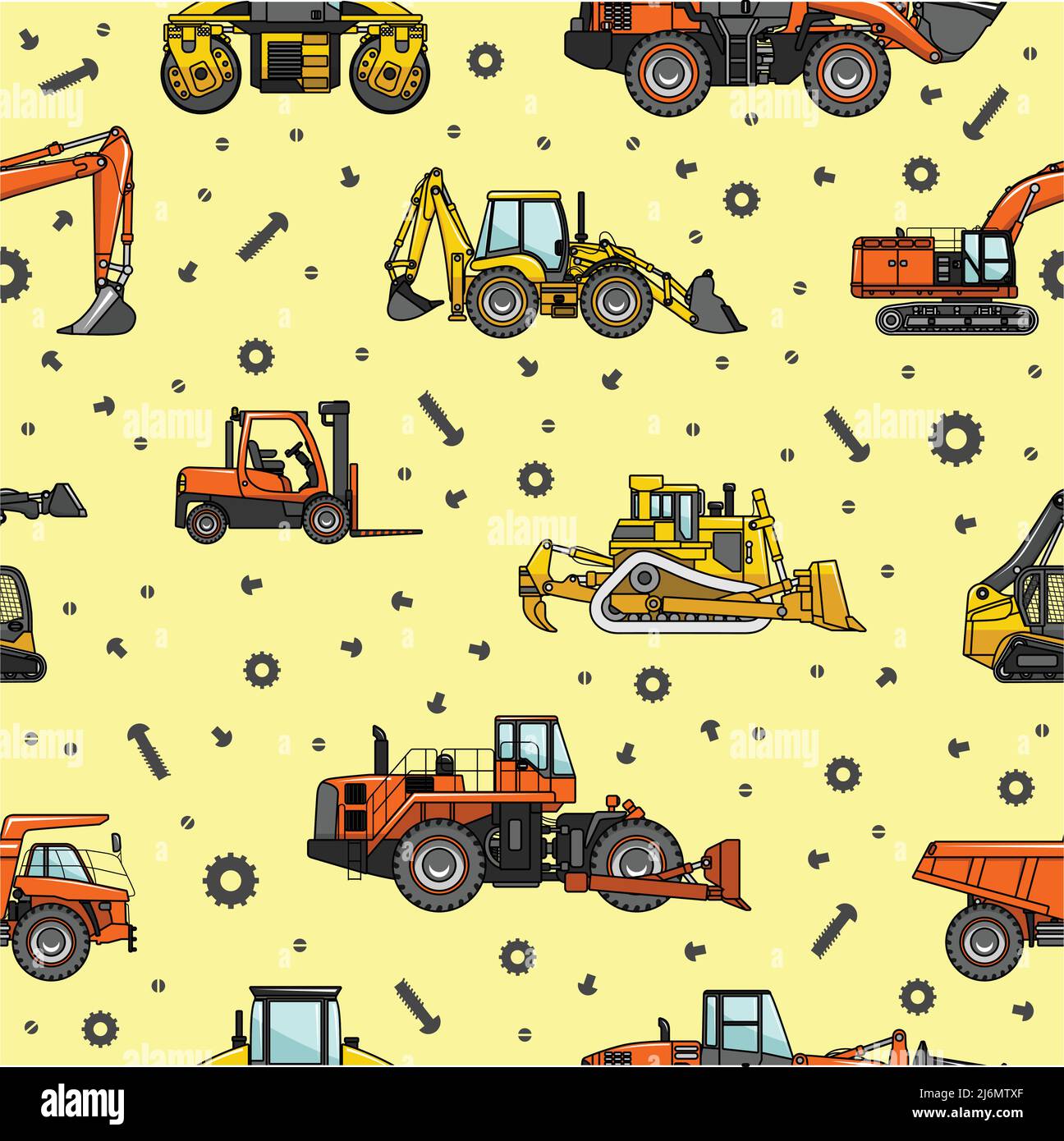 Detailed seamless background with heavy equipment and machinery Stock ...