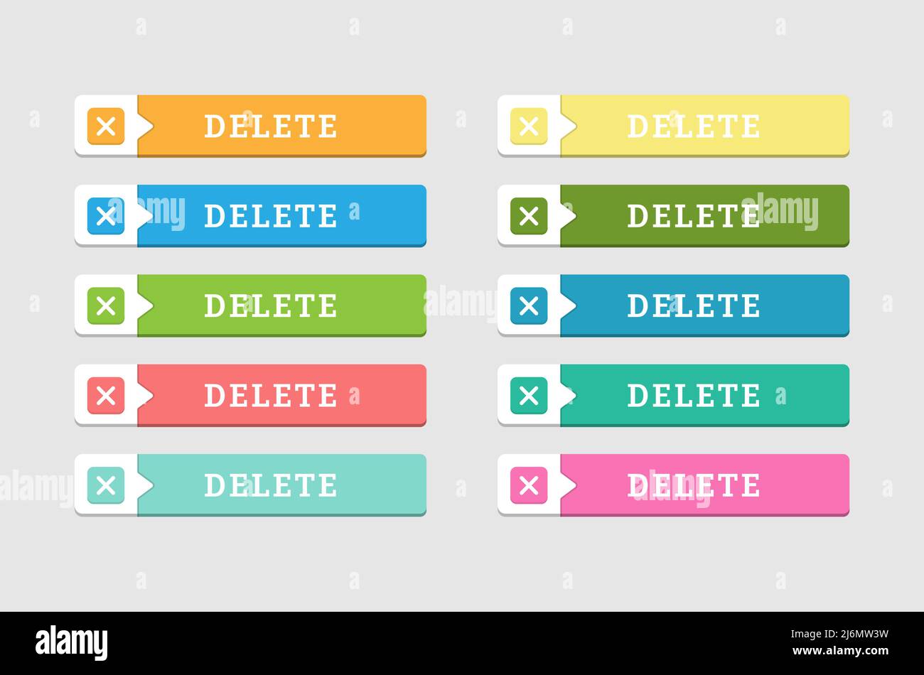 set of colored buttons labeled DELETE. Flat style Stock Vector Image ...