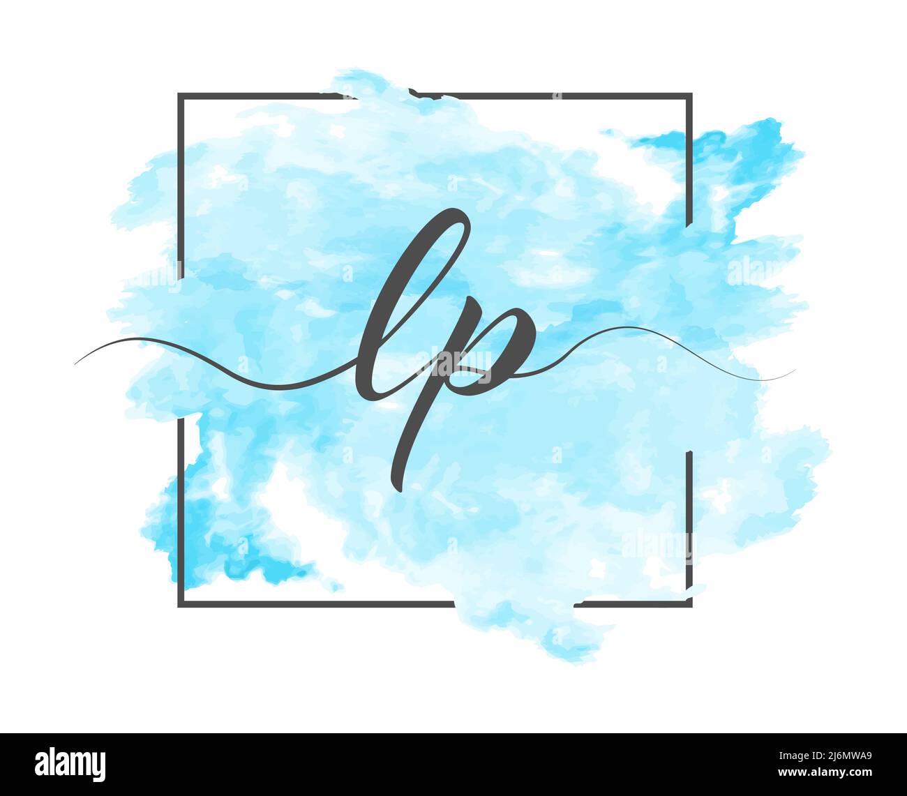 Calligraphic lowercase letters L and P are written in a solid line on a ...