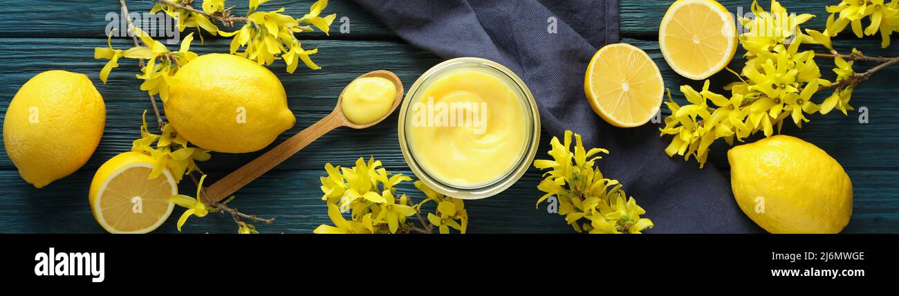 Concept of tasty food, lemon curd, top view Stock Photo - Alamy