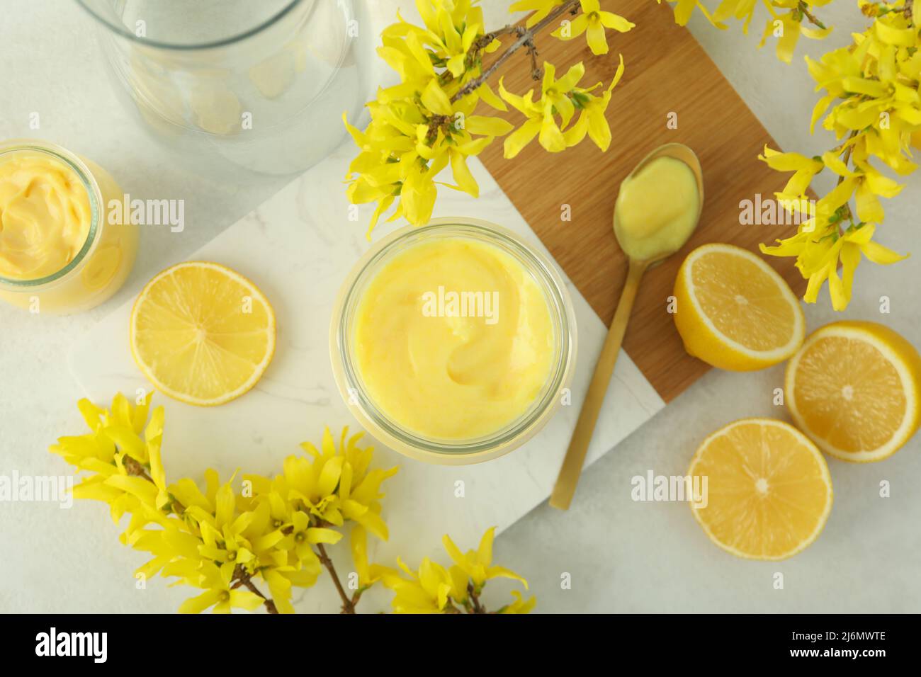 Concept of tasty food, lemon curd, top view Stock Photo - Alamy