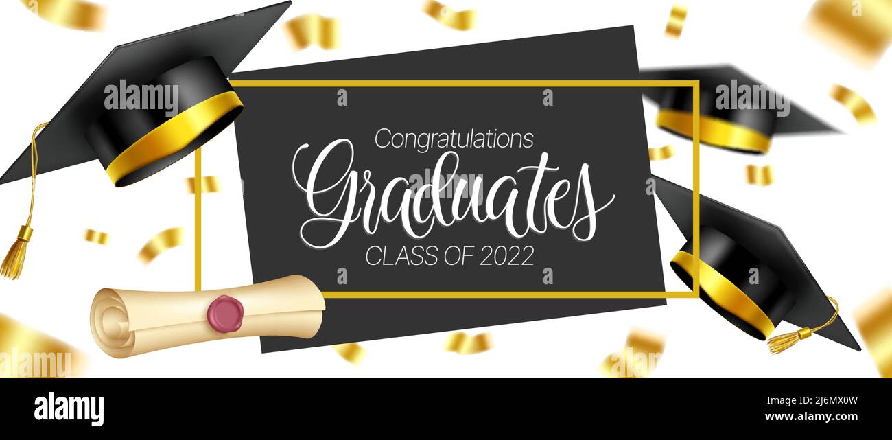 Graduation greeting vector template design. Congratulations graduates ...