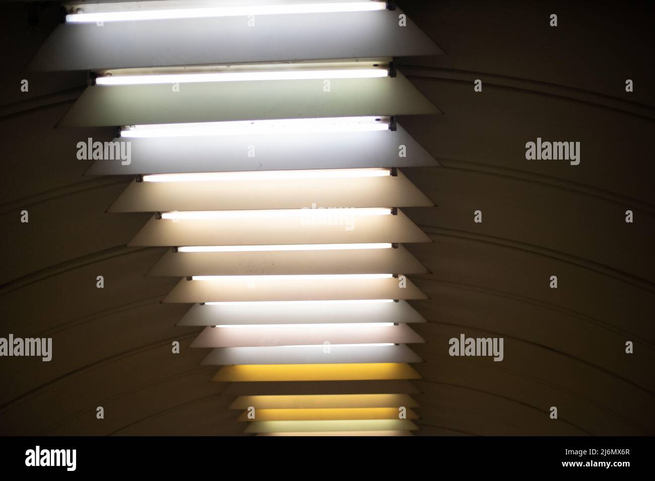 Light on ceiling. Fluorescent lamps. Interior details Stock Photo - Alamy