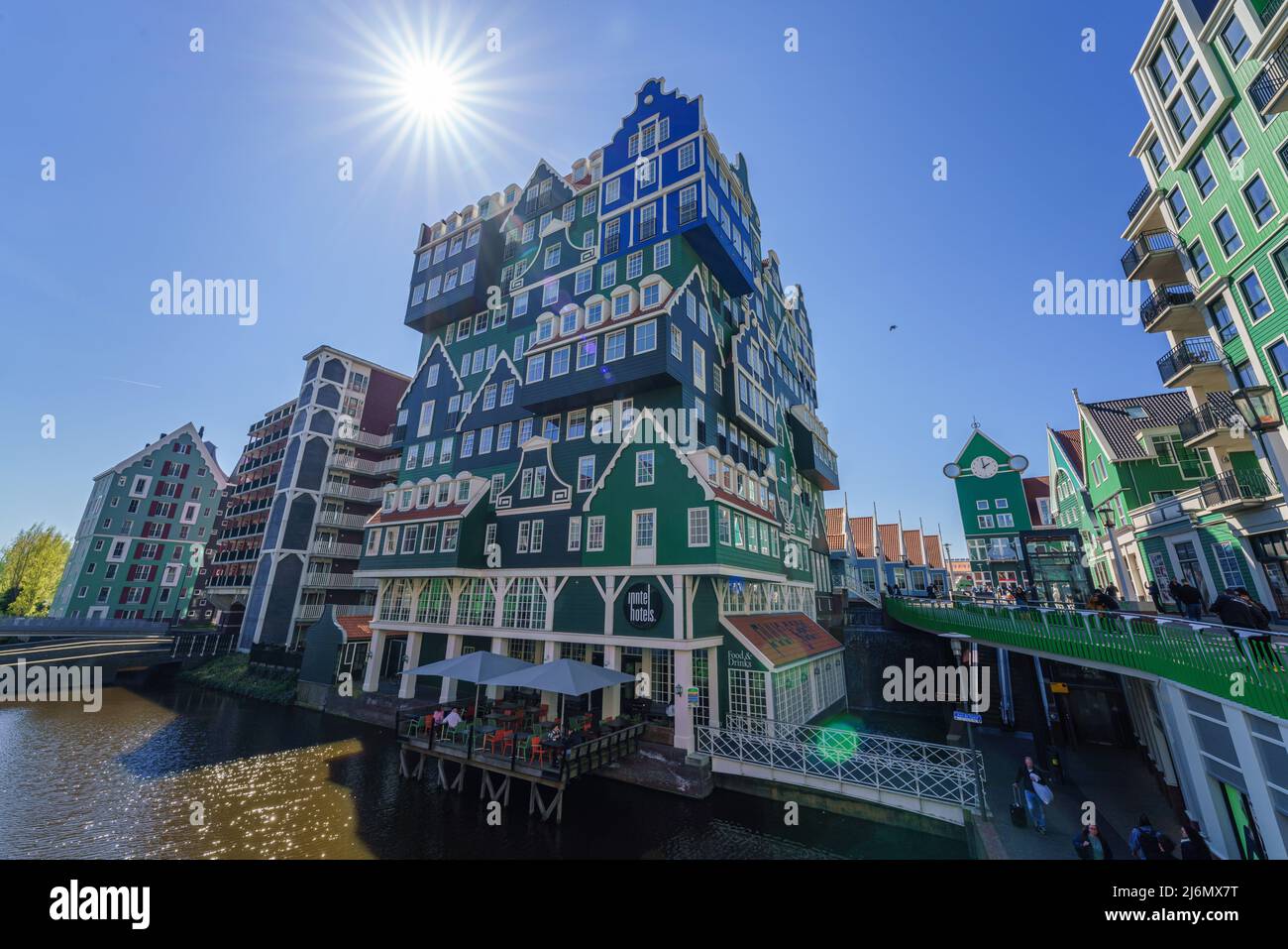 Modern designed block buildings with colorful wall in Zaandam ...