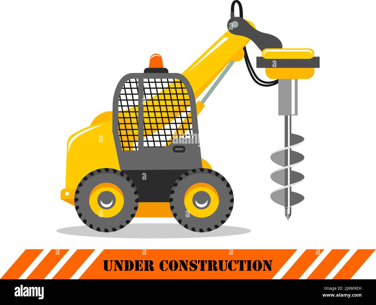 Detailed illustration of car with drilling rig, heavy equipment and ...