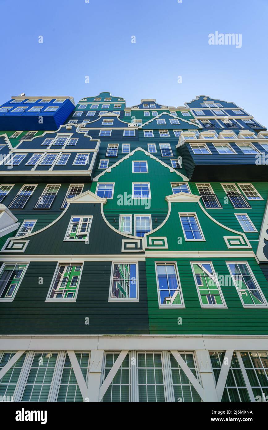 Modern designed block buildings with colorful wall in Zaandam ...