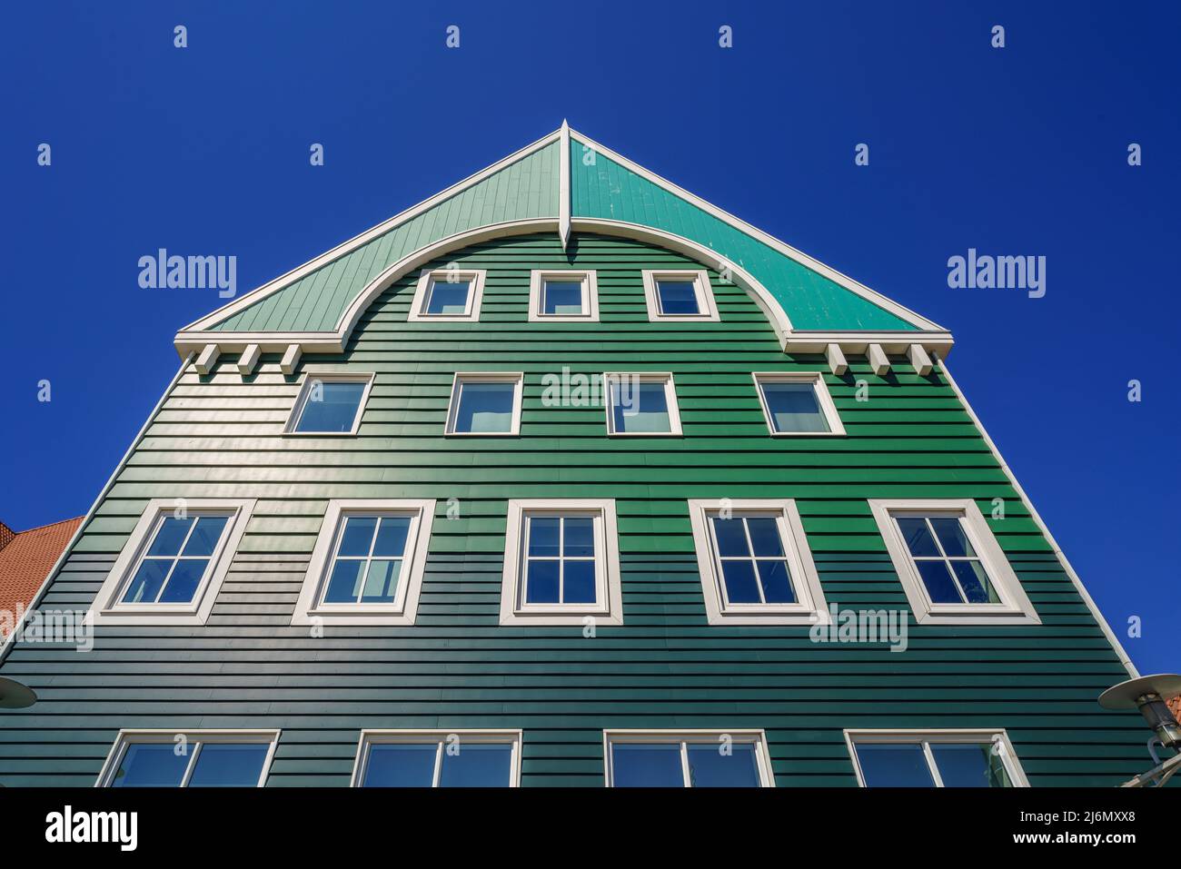Modern designed block buildings with colorful wall in Zaandam ...