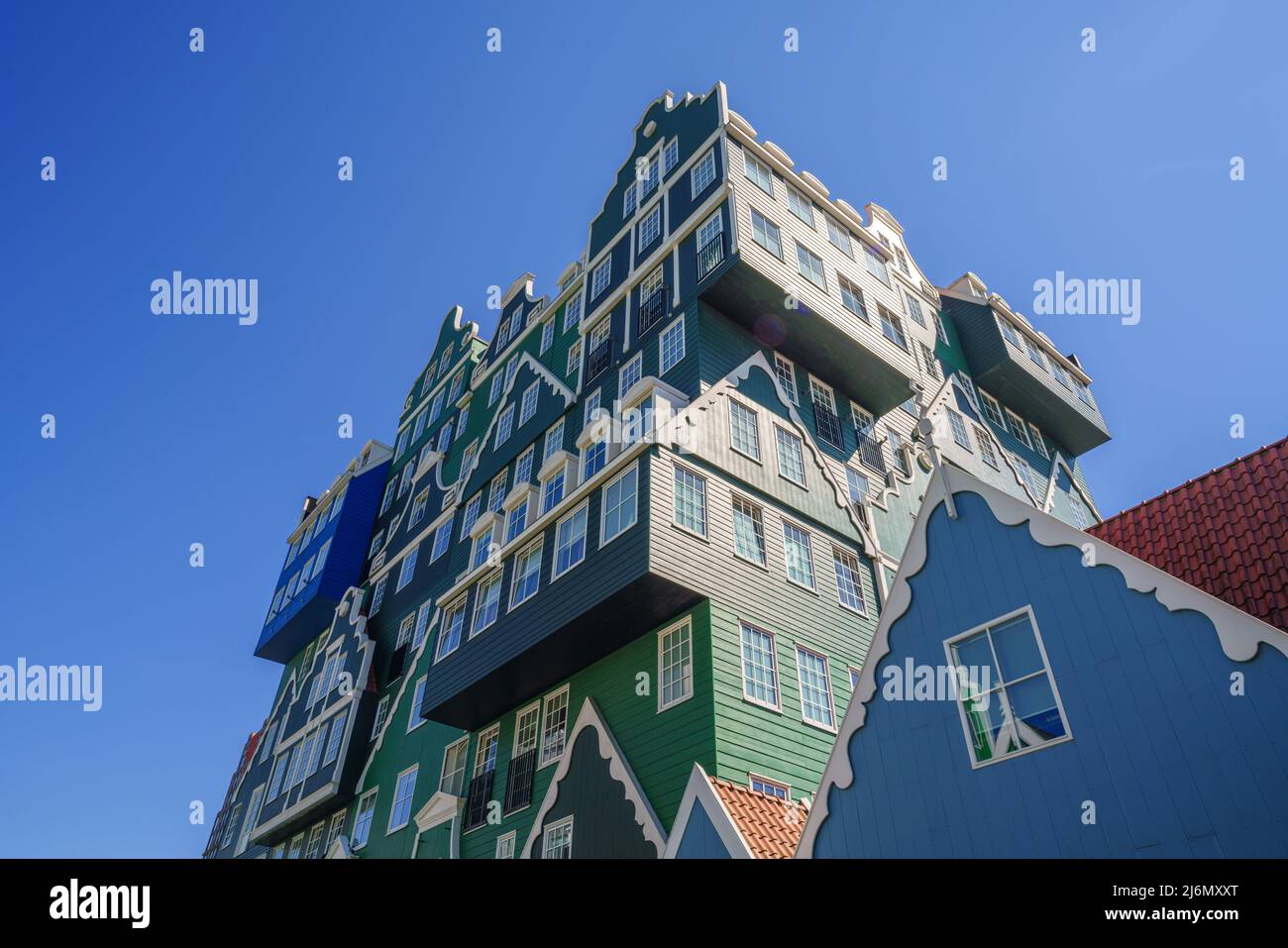 Modern designed block buildings with colorful wall in Zaandam ...