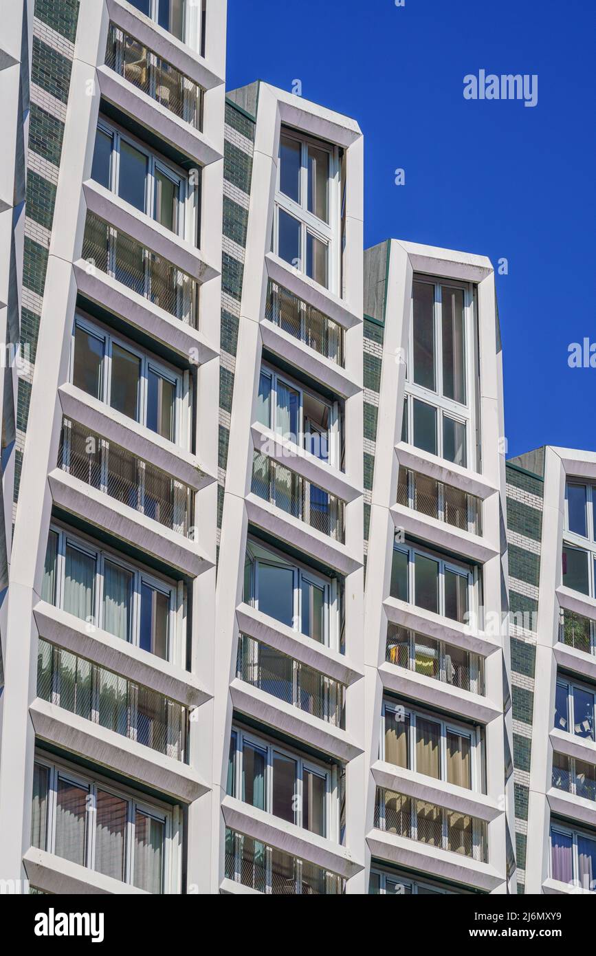 Modern designed block buildings with colorful wall in Zaandam ...