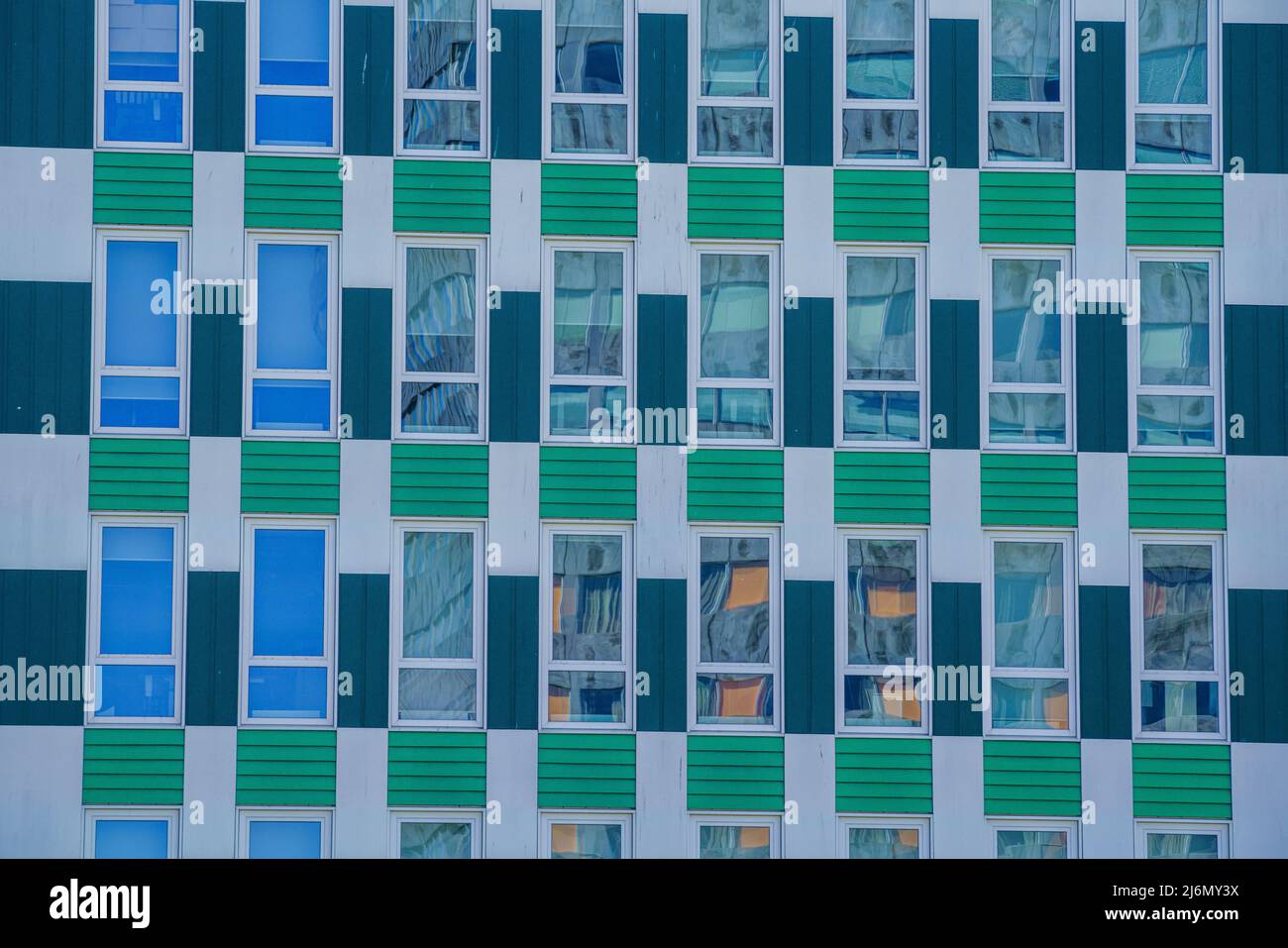 Modern designed block buildings with colorful wall in Zaandam ...