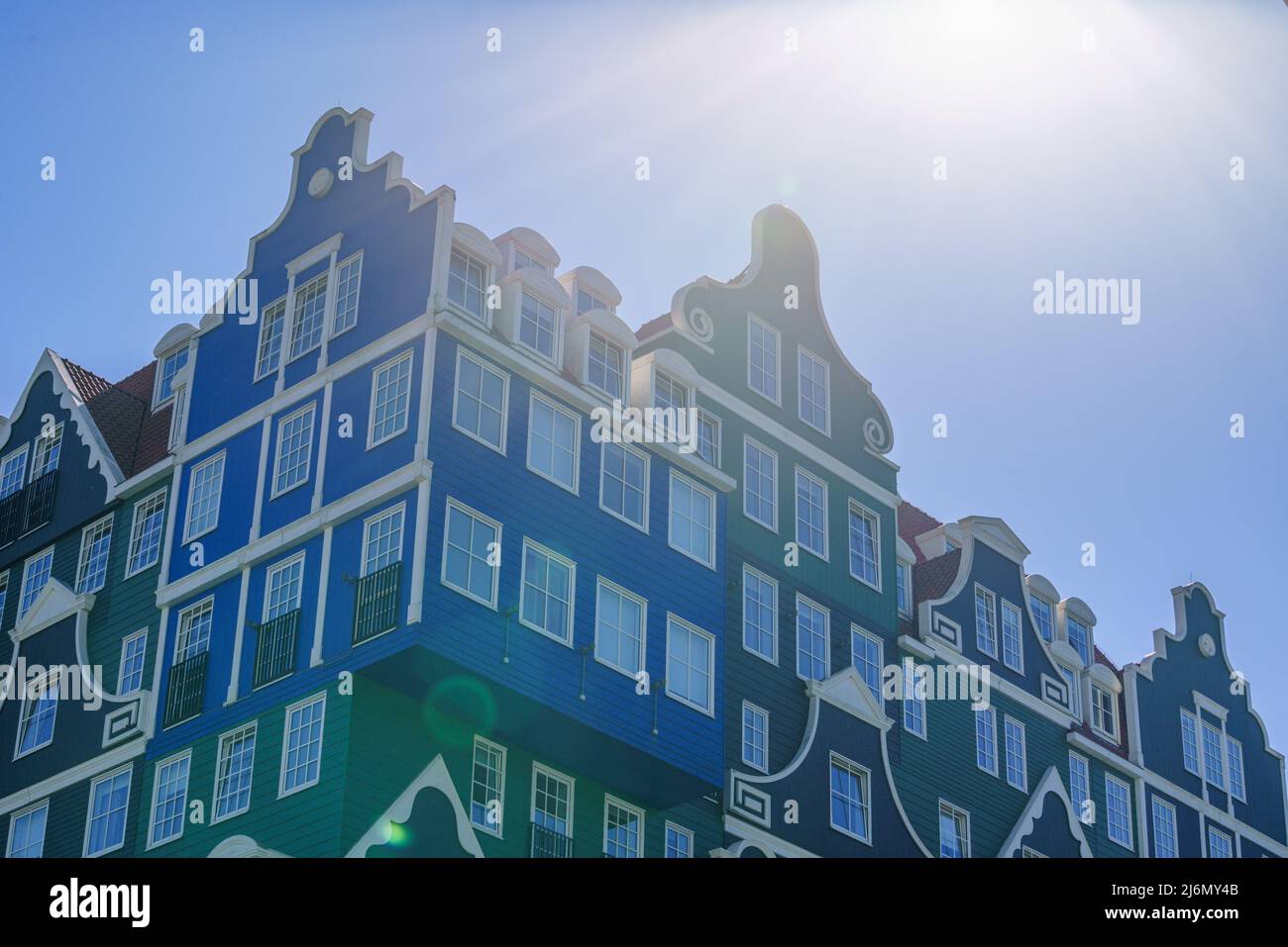 Modern designed block buildings with colorful wall in Zaandam ...