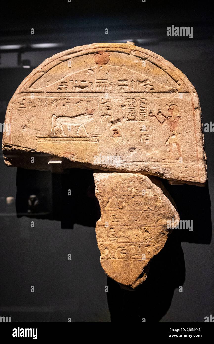 Memorial tombstone depicting Pharaoh Alexander I and Bukhis the bull ...