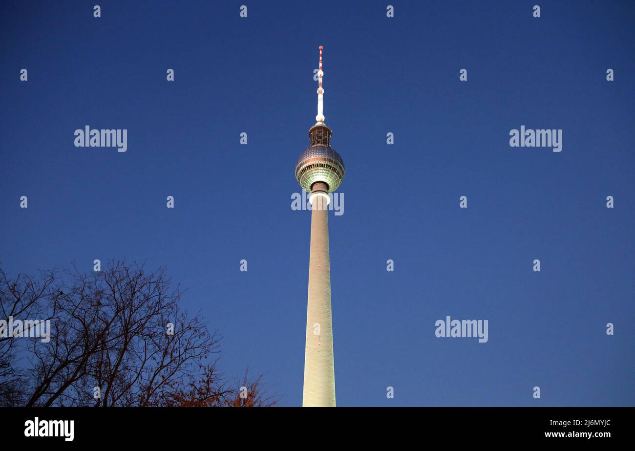 Landscape with TV tower at night - Berlin, Germany Stock Photo - Alamy