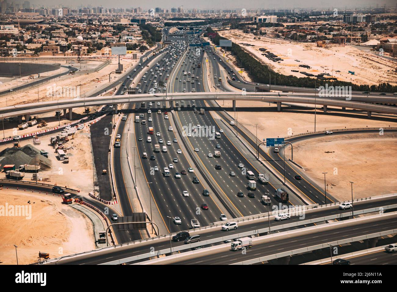Aerial View Of Cityscape Of Dubai From Window Of Plane. Aerial View Of ...
