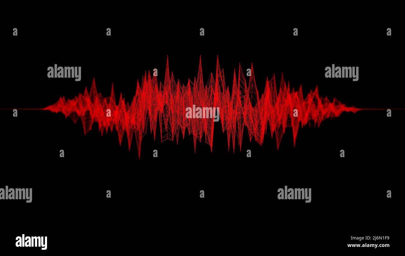 3d abstract sound wave background. Red digital technology waveform on ...