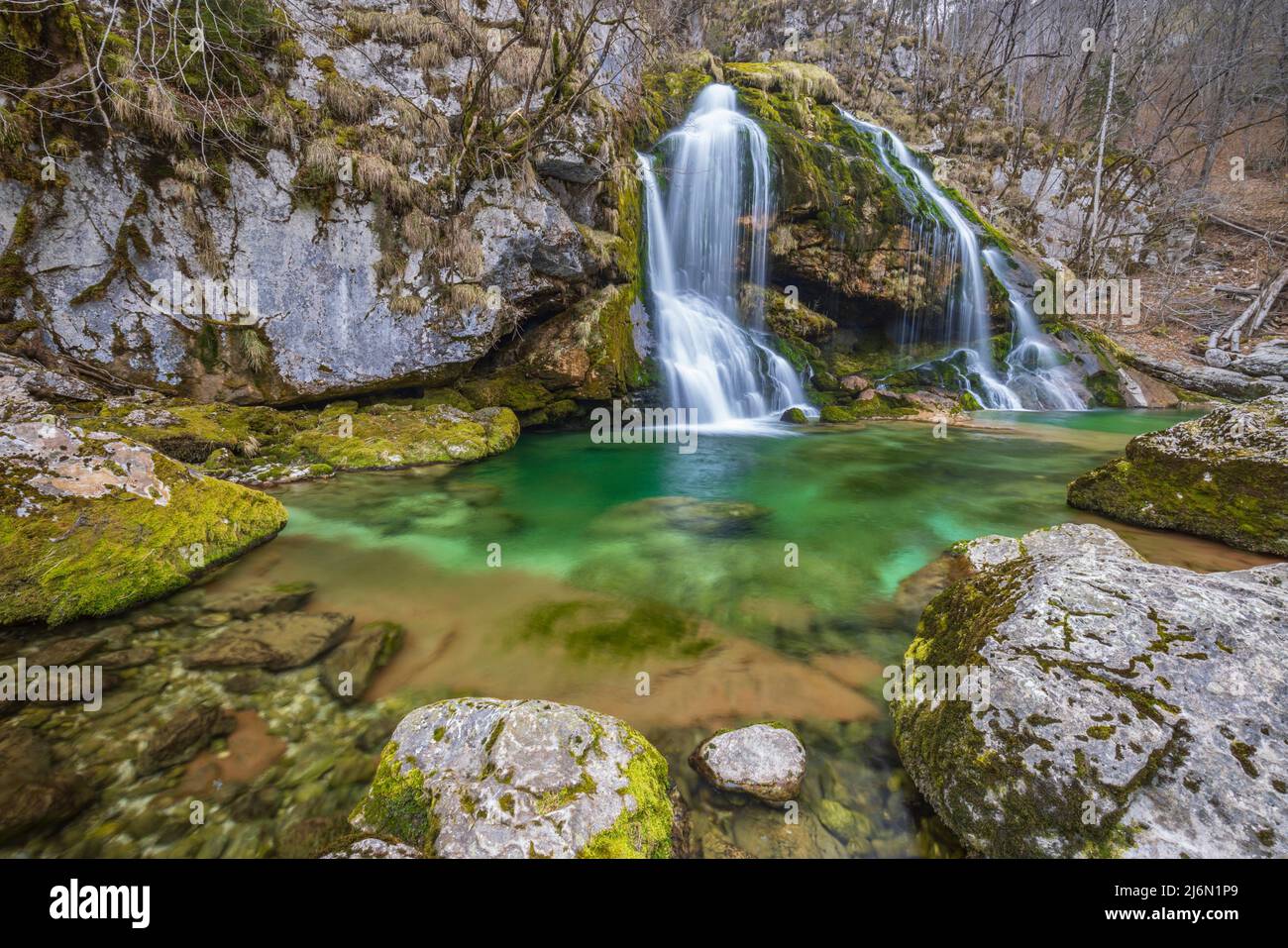 Waterfall Virje (Slap Virje), Triglavski national park, Slovenia Stock ...