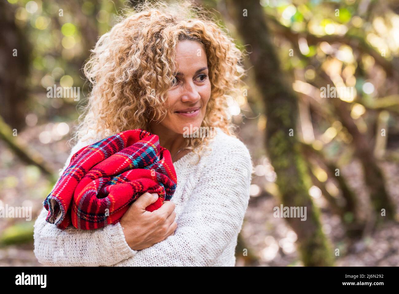 One woman forest light hi-res stock photography and images - Alamy