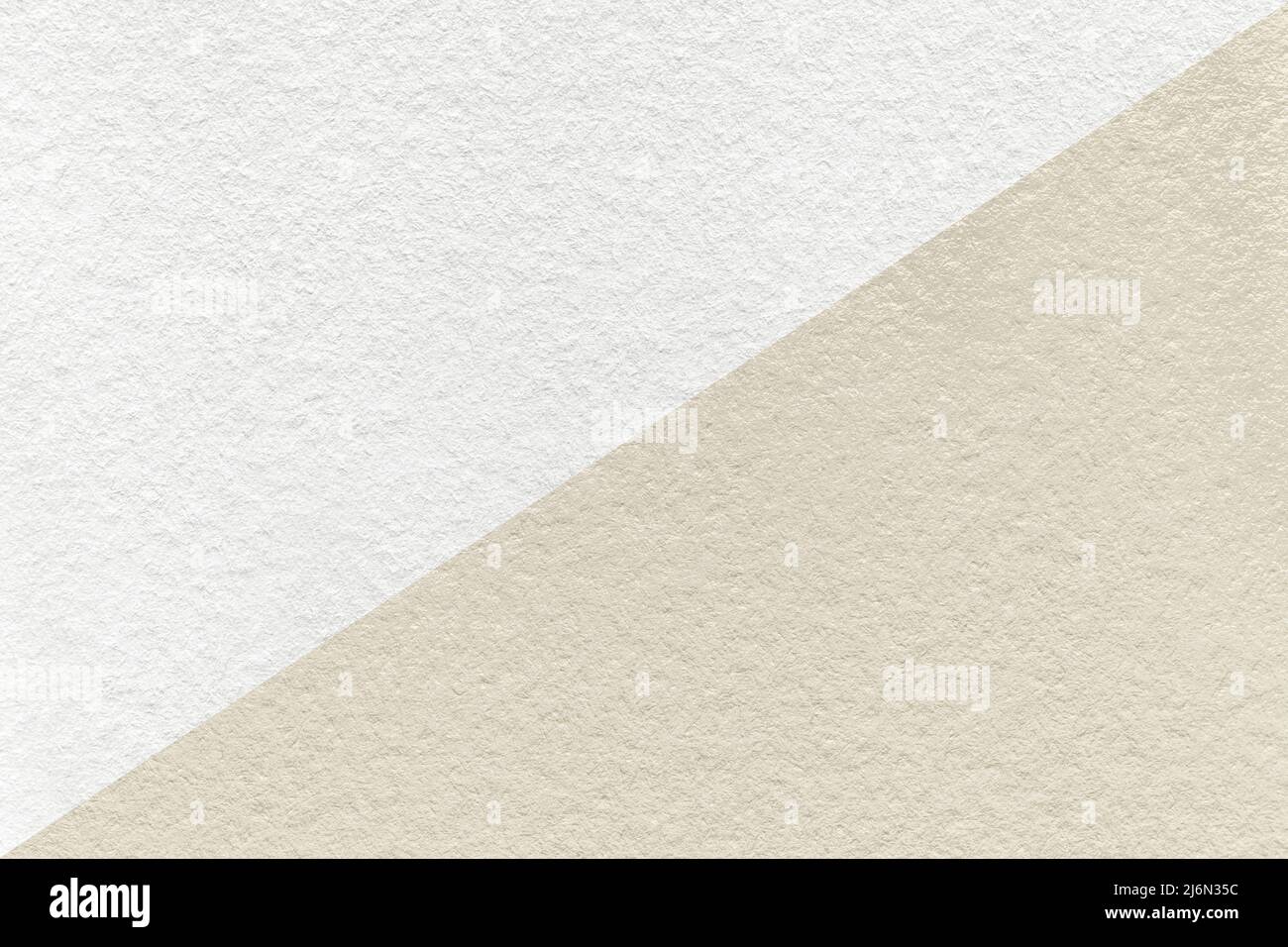 Texture of craft white and beige paper background, half two colors ...