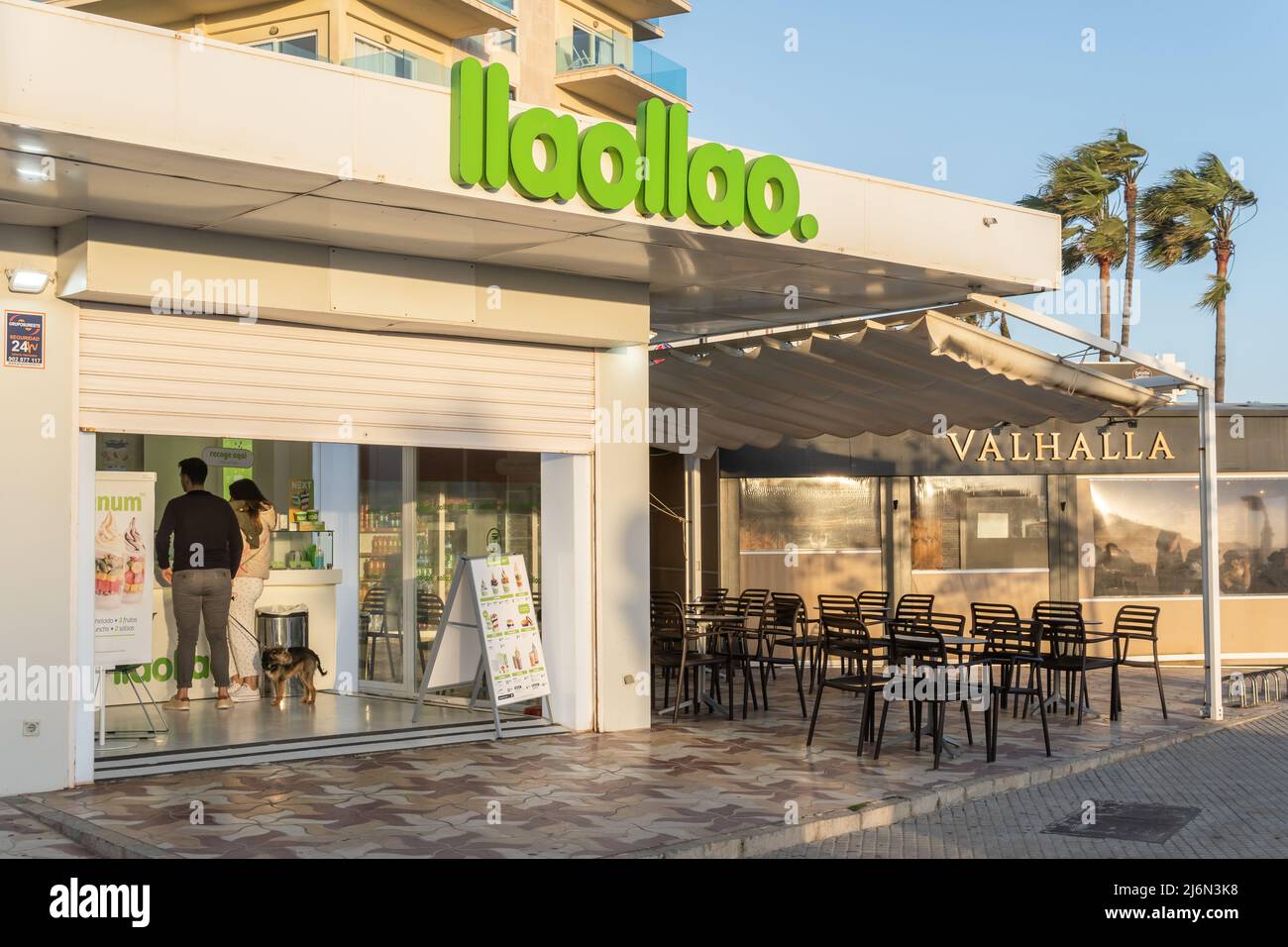 Playa de Palma, Spain; april 23 2022: Main facade of an ice cream store ...