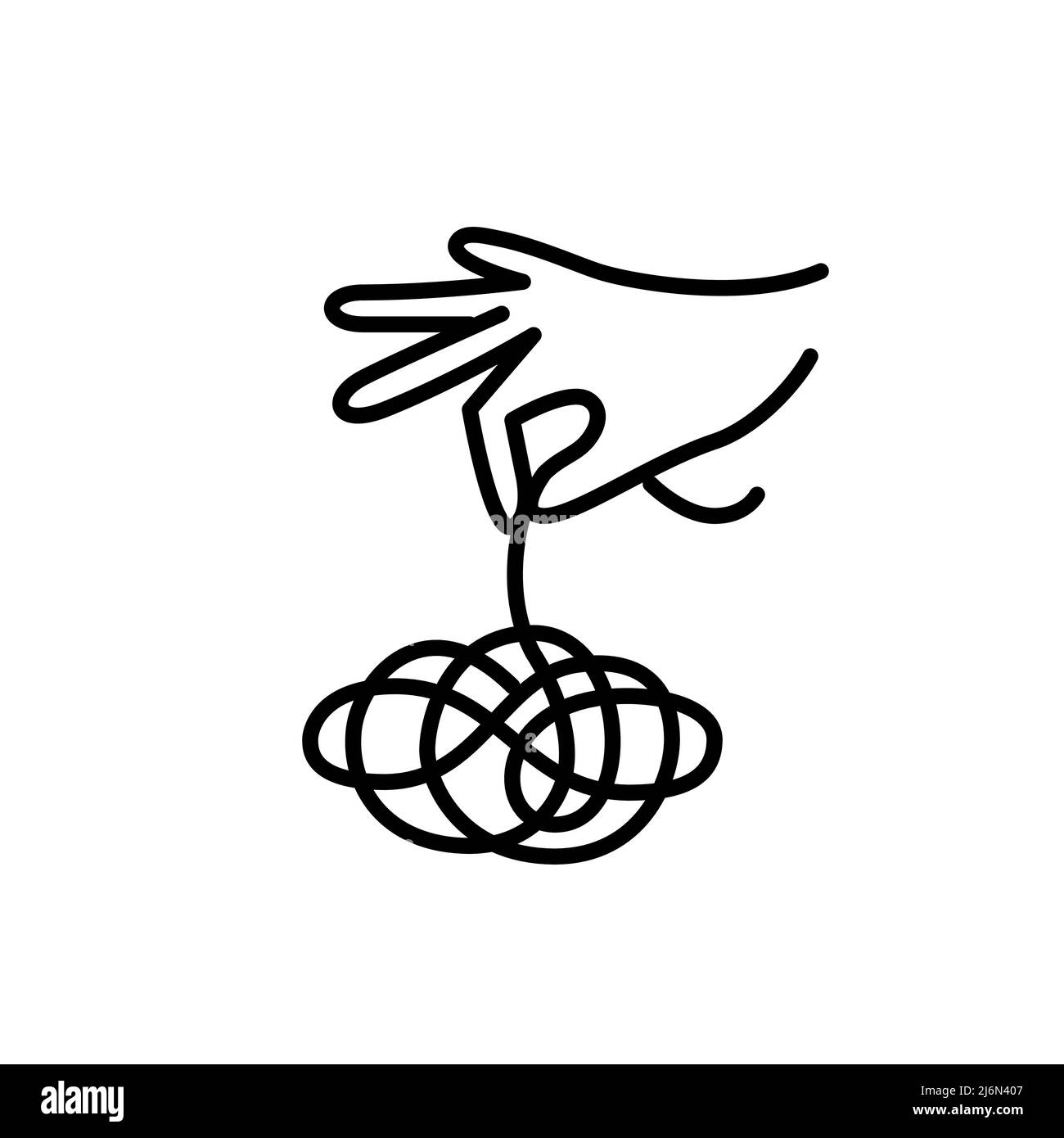 Untangling a messy knot. Metaphor of psychotherapy process. Pixel ...