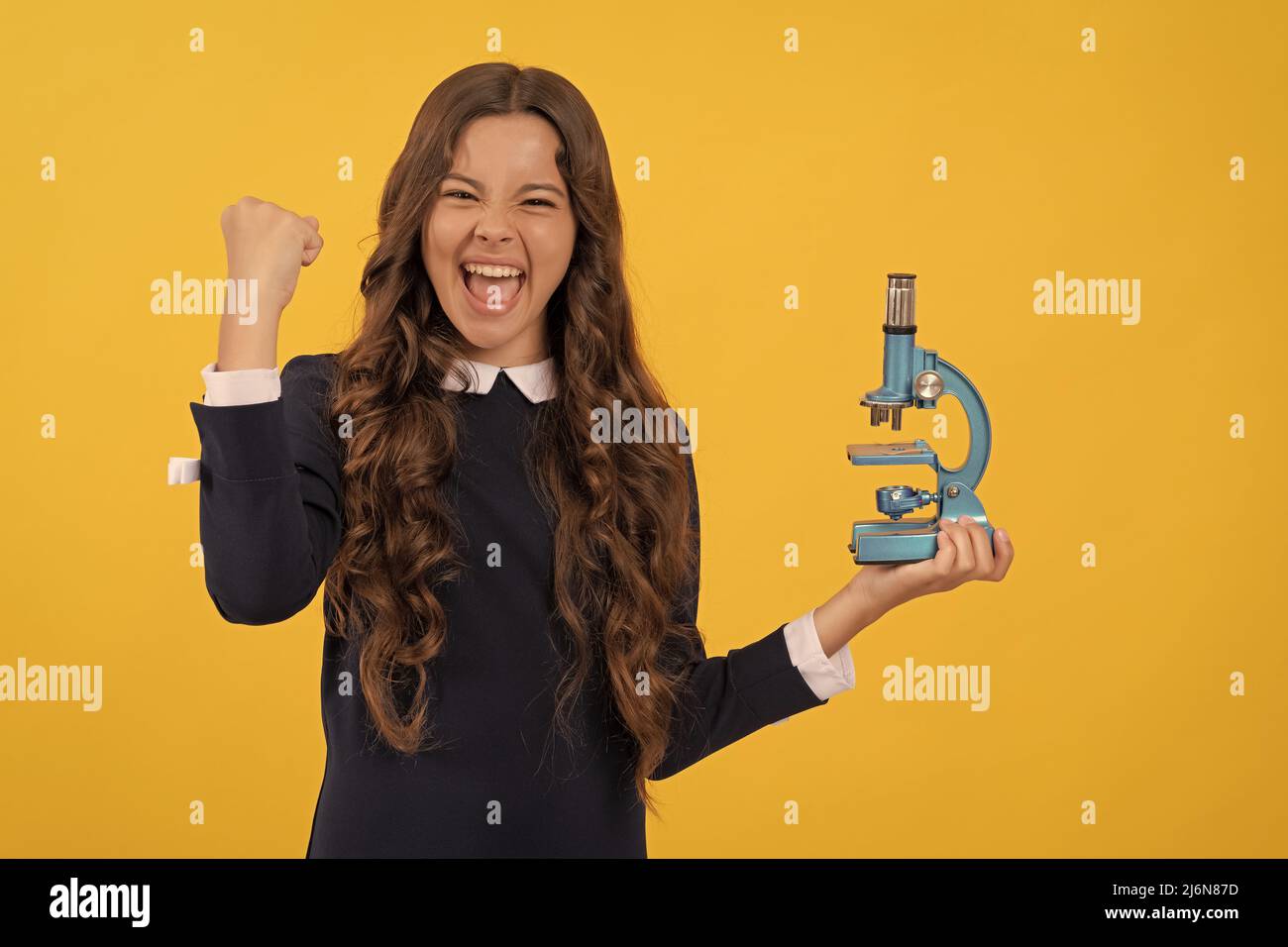 successful research education. scientist kid with scope. harness ...