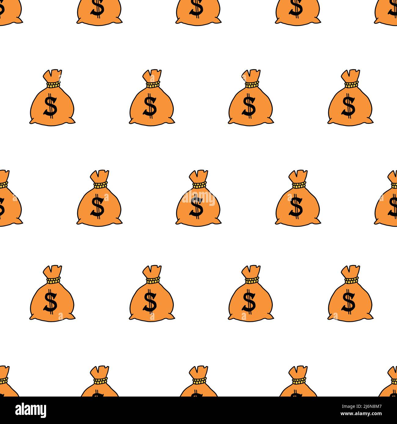 Money bag seamless vector pattern. Bags with US dollar sign background ...