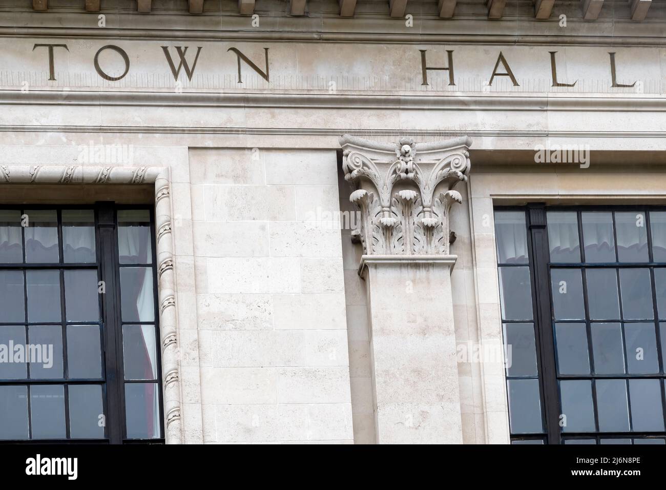 Town hall sign on exterior of local government office Stock Photo - Alamy