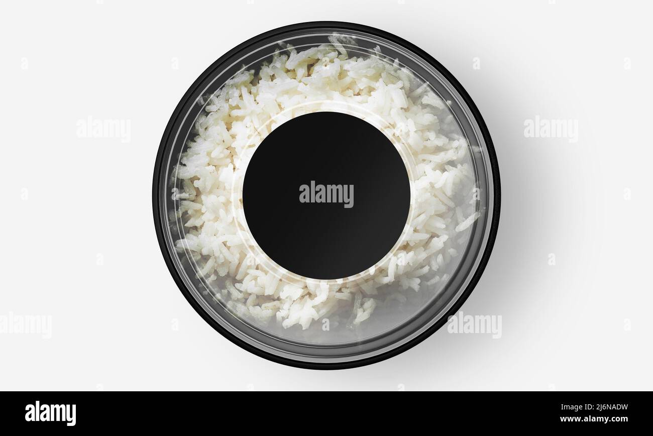 Rice Food Container With Sticker Mockup Top View Stock Photo - Alamy
