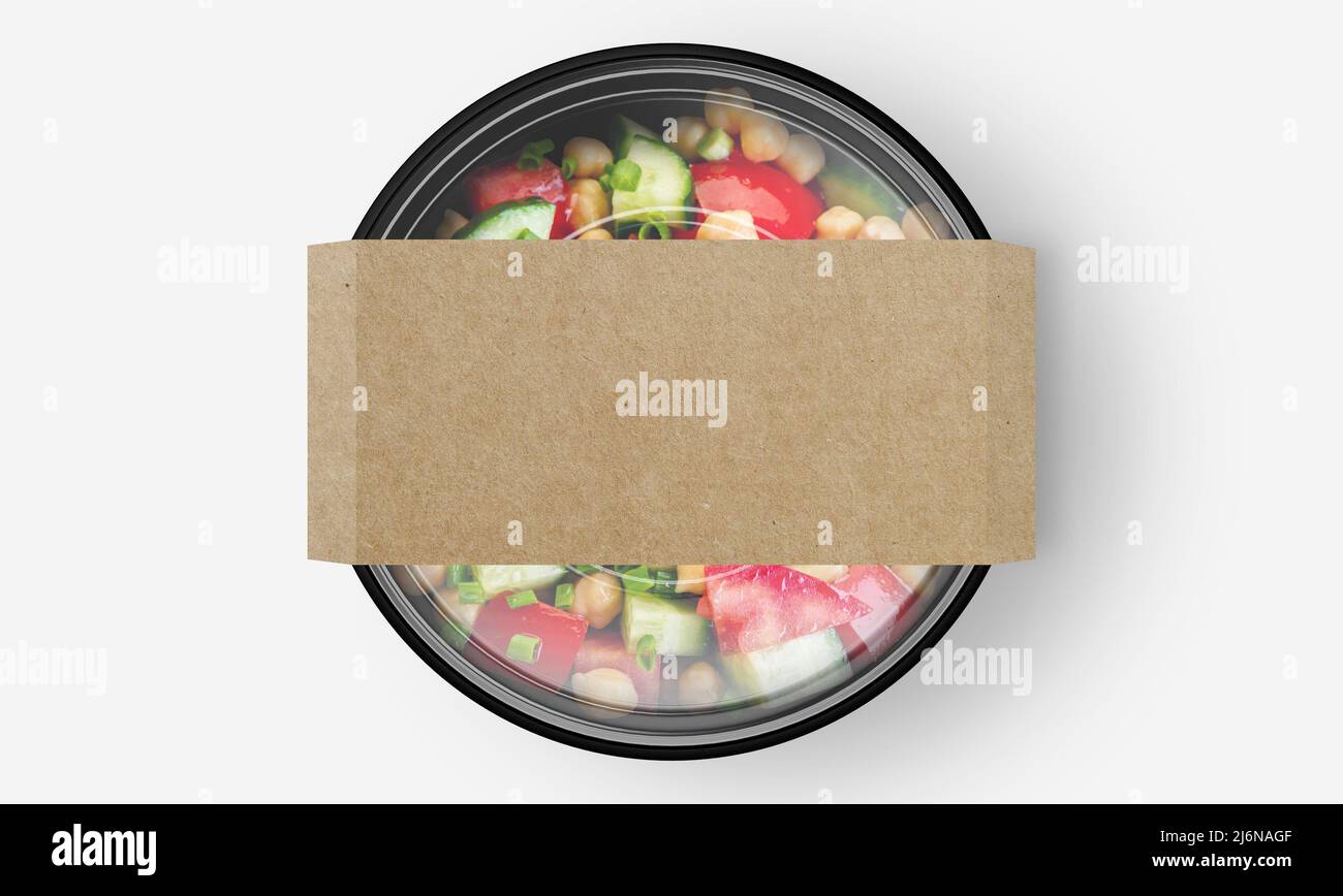 Mixed Vegetable Salad Food Container With Cover Sticker Mockup Top View ...