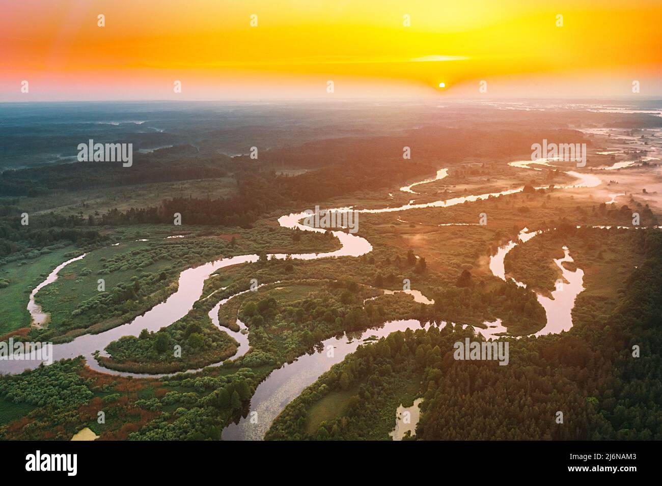 River morning birds eye view hi-res stock photography and images - Alamy