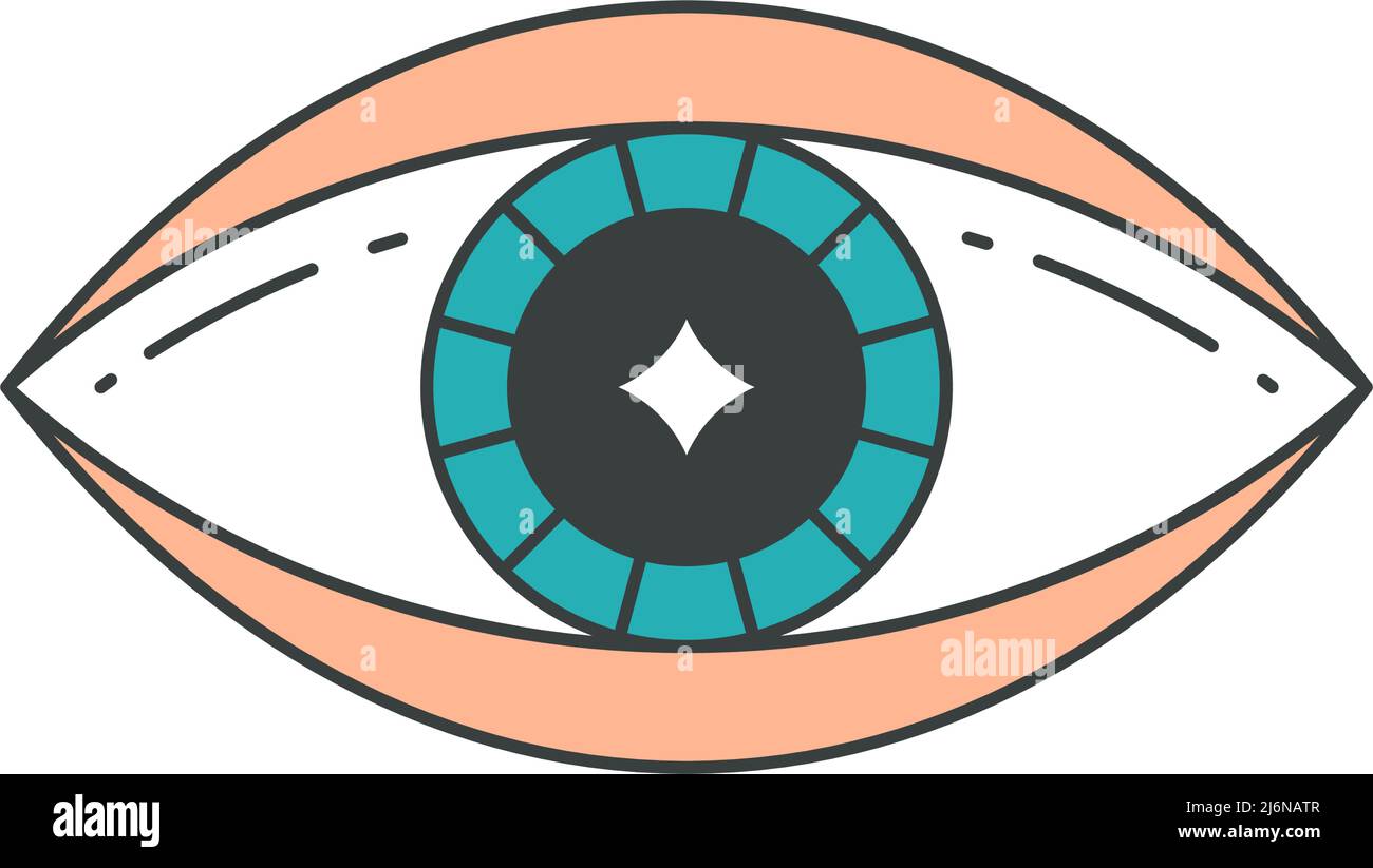 Comic human eye with blue glossy eyeball and eyelids pop art groovy ...